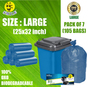 Smile Drawstring Garbage Bags - Convenient Closure, 25x30 Inch 105 Bags ...