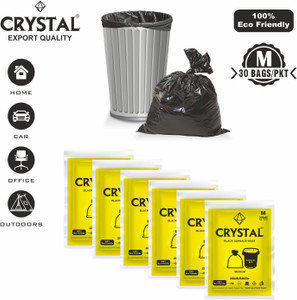 CRYSTAL Biodegradable Pouch 19 x 21 Black - 30 Pcs x 6, Medium 25 L ...