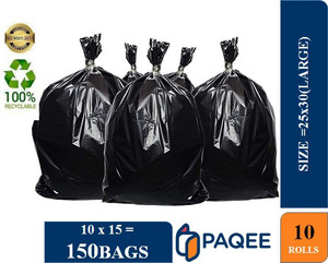 PAQEE Biodegradable Garbage Bag - 25x30 Inch, 15 per Roll, Large (30 L ...