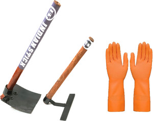 JCT AGRICO MINI SPADE,MINI WEEDING RAKE WITH WOODEN HANDLES(50,35CM)1 ...