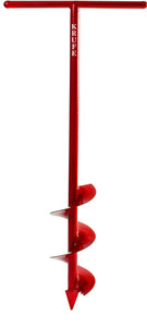 krufe Heavy Duty Post Hole Hand Auger (Long Blade, Red) Garden Tool Kit ...