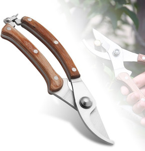 PROBEROS Gardening Scissor with Safety Lock and Wooden Handle, Heavy ...
