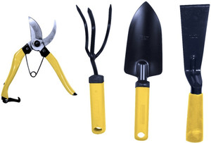 TATA AGRICO Garden Tool Set Big Trowel, Hand Fork, Hand Rake & Pruner ...