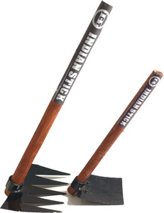 JCT IRON RAKE WITH WOODEN HANDLE 70CM & MINI IRON SPADE WITH WOODEN ...