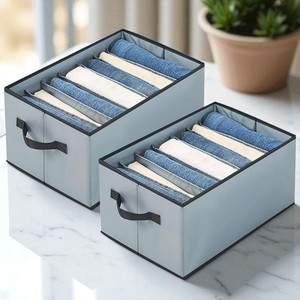 Tringe Pack of 2 Multipurpose Foldable Compartment Storage Box with ...