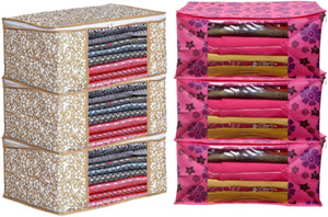 AUCRAFTSHOME Saree Cover/Saree Bag Pack of 6 Pcs Non Woven Saree Cove ...