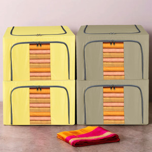 KUBER INDUSTRIES Storage Box Pack of 4 Steel Frame 66 Liter Parachute ...