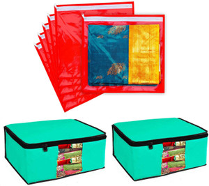 Home Organize Set of 8 Single Packing Saree Cover 6 and Large Saree ...