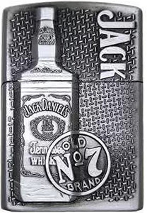 VIOVI Sliver Jack Daniels Bottle Emblem Refillable Windproof Zippo ...