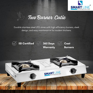 SMART LINE Double Burner Cutie, ISI marked LPG cooktop with Cast ...
