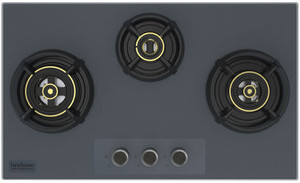 Hindware Graphite 3B 75 cm Hob with Elegant Grey Metallic Knobs Flame ...