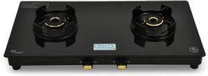 CELLO Granito 2 Burner Black Gas Cooktop, Dual Shade Toughened Glass ...