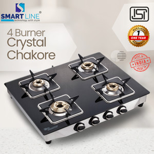 SMART LINE 4 Burner Crystal Chakore, Manual Gas Stove, Stainless Steel ...
