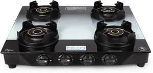 cello Gradient 4 Burner Black Gas Cooktop, Dual Shade Toughened Glass ...