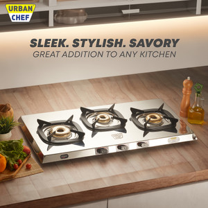 Urban Chef ISI Certified Slim Trim Gas Stove with High Powered Brass ...