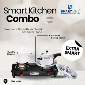 SMART LINE 2 Burner Magic LPG Stove With Gas Saver Combo Glass Manual ...