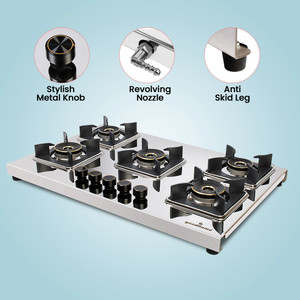 goodflame Aravath 5B Stainless steel stove 5 Dual Tone Imported(Silver ...