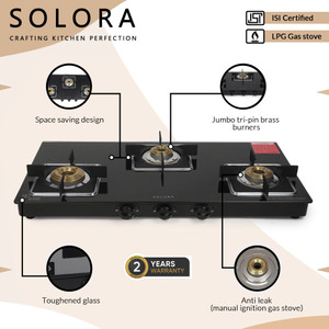 Solora CT-03 Sleek line, Slimmest 3 Burner Manual Ignition LP Gas Stove ...