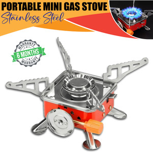 MIKANIX Portable Mini Gas Stove Stainless Steel Manual Butane Gas Stove ...