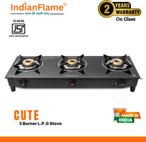 IndianFlame 3 Burner ISI Certified BP-Black (3 Burners) Glass Manual ...