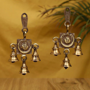 Jaszz Art Sun & Moon Design Bell Pair| Antique Brass Hanging Bells for ...