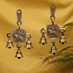Jaszz Art SheraVali Maa Design Bell Pair|Antique Brass Hanging Bells ...