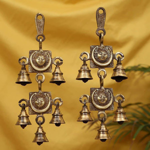 Jaszz Art Moon Pair Design Bell Pair | Antique Brass Hanging Bells for ...