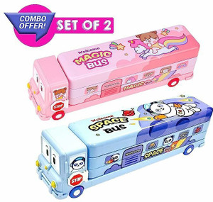 Flipkart.com | Mikki Tikki School Bus Pencil Box For Kids - Pack of 2 ...