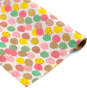 Crown Greetings Balloons with Glitter Gift Wrapping Roll Paper 30" x 3m ...