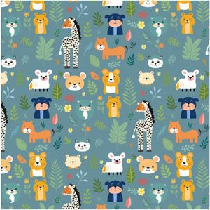 Paper Pep Green Cute Cartoon Animal Print Gift Wrapping Paper (19"X29 ...