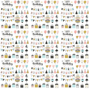 Paper Pep White Birthday Print Gift Wrapping Paper 19"X29" Pack of 10 ...