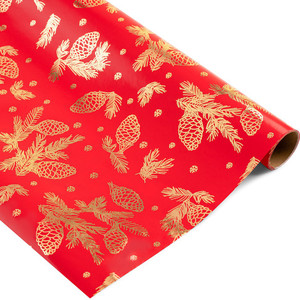 Crown Greetings Gold Snowflakes Maroon Gift Wrapping Roll Paper 30" x ...