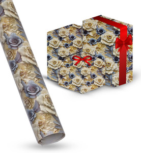 KOSY Blue White Rose Gift Wrapping Paper Sheet | 75x50cm Pack of 10 ...