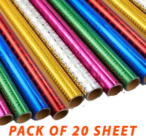 Taj Brand Plastic Holographic Metallic Gift Paper Wrapping Sheets Pack ...