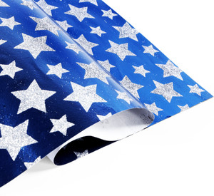 Crown Greetings Glitter Stars on Gradient Blue Gift Wrapping Roll Paper ...