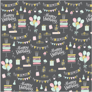 Paper Pep Black Birthday Print Gift Wrapping Paper 19"X29" Pack of 20 ...