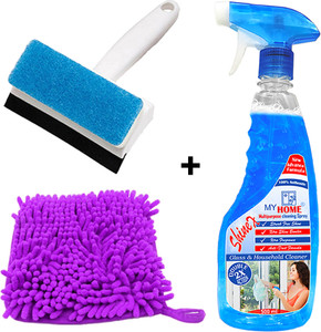 MY HOME glass cleaner wiper with spray and microfiber Duster set of 3 ...