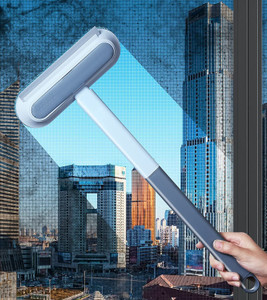 HYBE Multi-Function 2 in 1 Window Mesh Cleaning Brush With Wiper Long ...