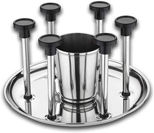 Classic Steels Virgin Glass Holder for 6 Glasses and Spoon Stand Steel ...
