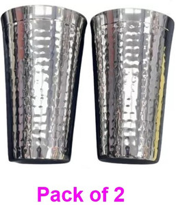 Agromech (Pack of 2) SS LASSI GLASS HAMMER 700ML Glass Water/Juice ...
