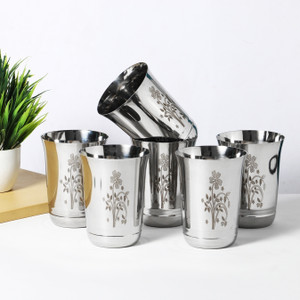 Q4S (Pack of 6) Stainless Steel Water Drinking Serving Glasses ...