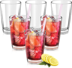 TREO (Pack of 6) Stark Cool Glass Tumbler Set, 313 ml Each | Juices ...