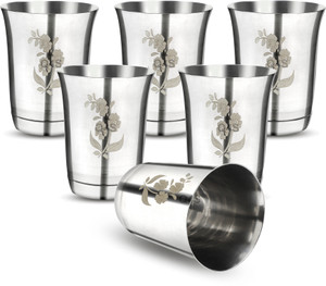 Q4S (Pack of 6) Stainless Steel Water Drinking Serving Glasses ...