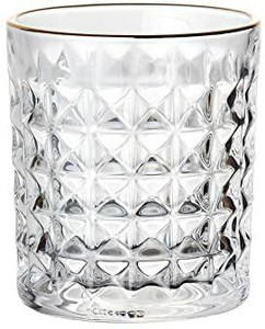okechuku (Pack of 2) Crystal Clear Diamond Cut Whiskey Glass - Luxury ...