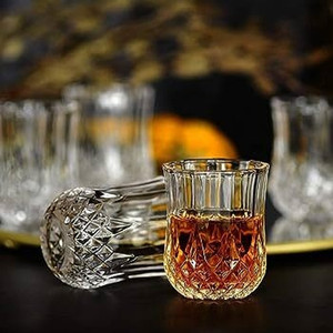Lucifer (Pack of 6) HS GLASSWARE Diamond Shot Glass for Serving Scotch ...