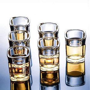 Coozico (Pack of 6) Shot Glass Set with Heavy Base,Square Shot Glasses ...