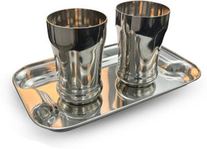 endurance Stainless Steel Tray and Glass Set (1 Tray,2 Glass) Glass Set ...