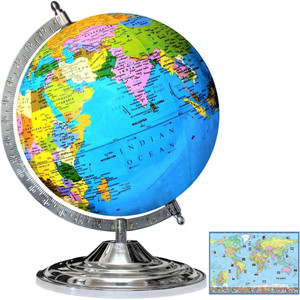Savy 12 Inch Globe with World Map Steel Metal ArcBase Multicolor ...