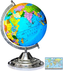 VALENCIA Steel Globe 15"Height, 12" Diameter and World Map Chart for ...