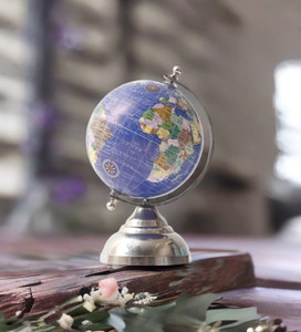 CASA DECOR Classic Silver Arc Globe Desk Décor Earth Globe World Globe ...